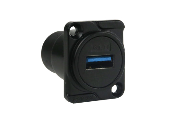 AC-USB3-AAB USB3 D-Type Shell Data ChassisMount Connector, Black Finis ...