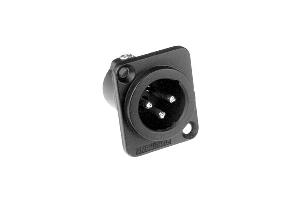 AC3MDZB 3 Pole XLRMale ChassisMount, DType, Stamped Contacts, Solder B ...