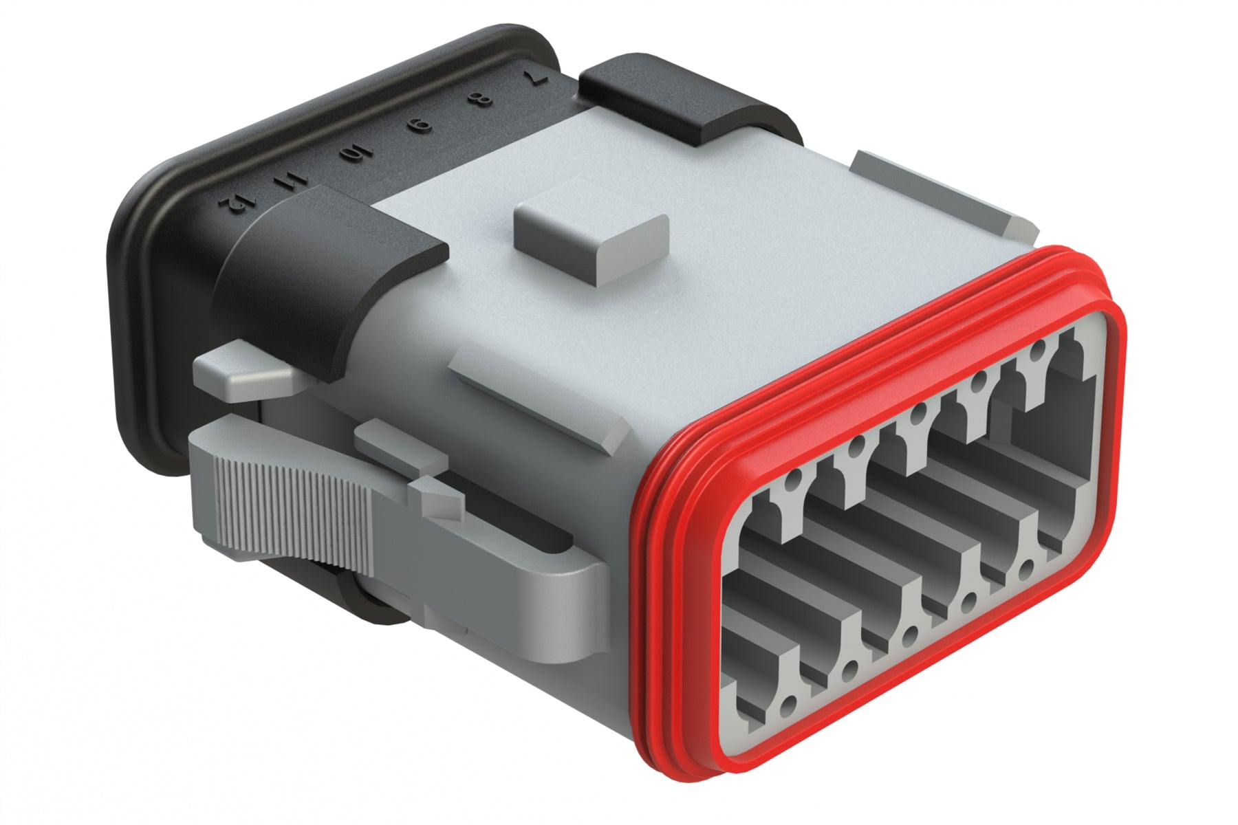 AT06-12SA-SRGRY 12-Way Plug Female Connector with Strain Relief Endcap ...