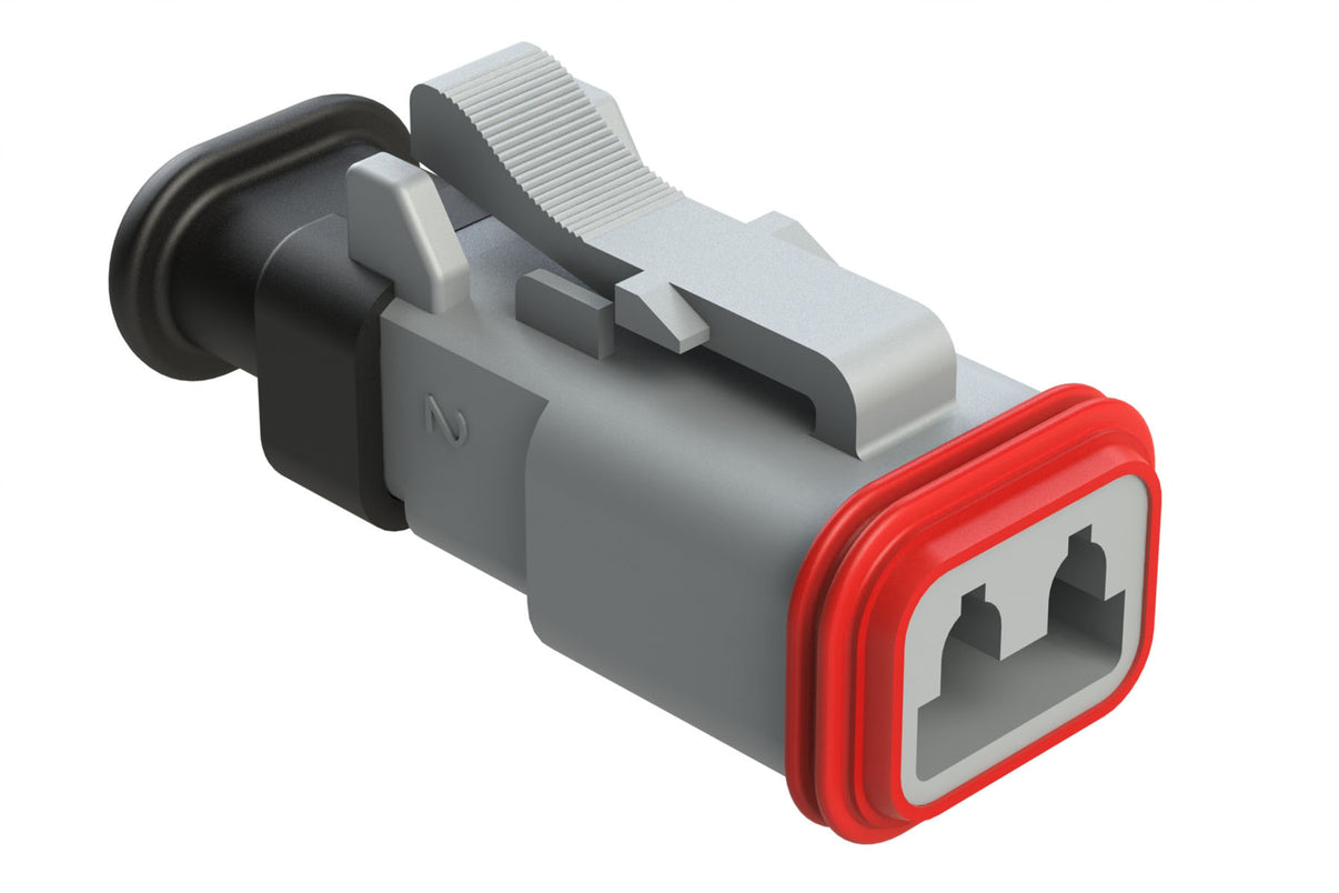 AT06-2S-SR02GRY 2-Way Plug Female Connector with Strain Relief Endcap ...
