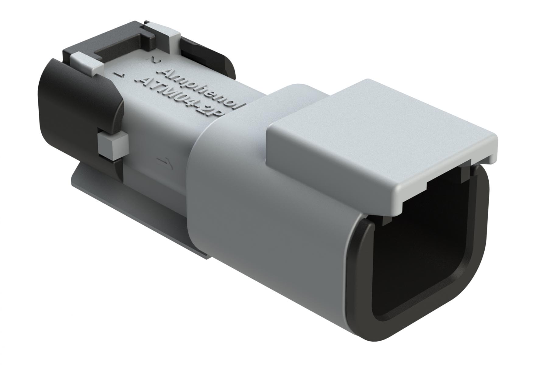 ATM04-2P-SF01 2 Position Receptacle, Pin, Snap-Fit End Cap, Grey. DTM0 ...